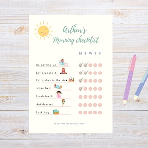 Morning Afternoon and Evening Checklist Printable, Editable Chore Chart ...