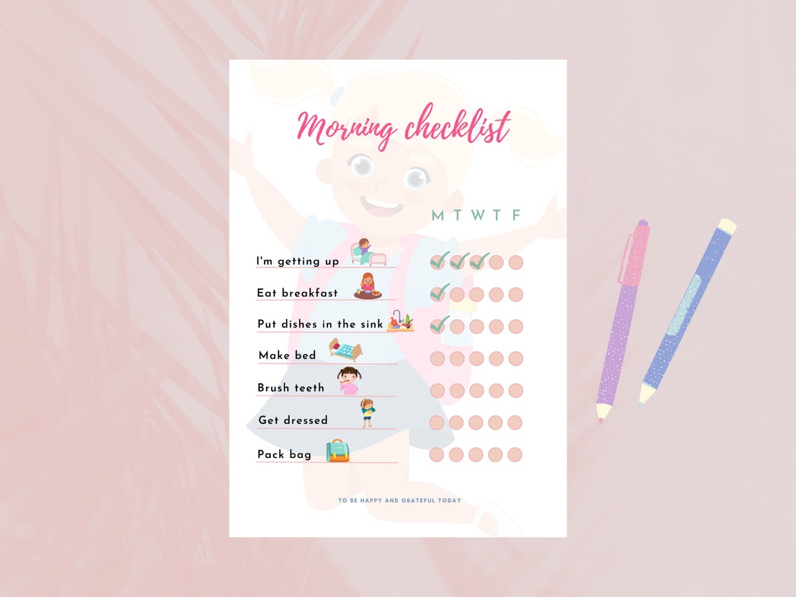 Editable in PDF, Morning Afternoon and Evening Checklist Printable ...