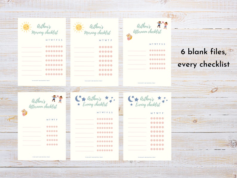 Morning Afternoon and Evening Checklist Printable, Editable Chore Chart ...