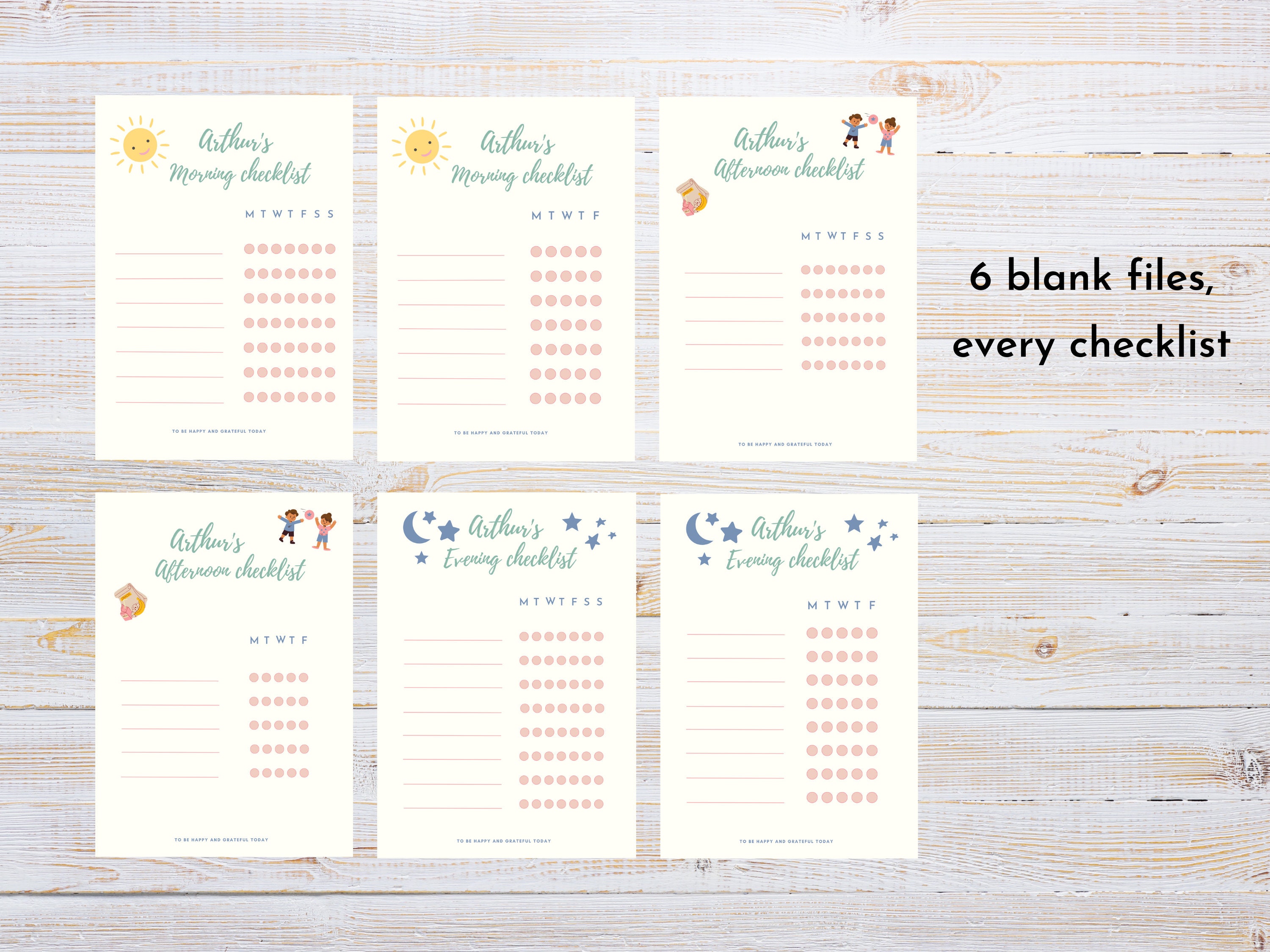 Morning Afternoon and Evening Checklist Printable, Editable Chore Chart, Kids Daily and ...
