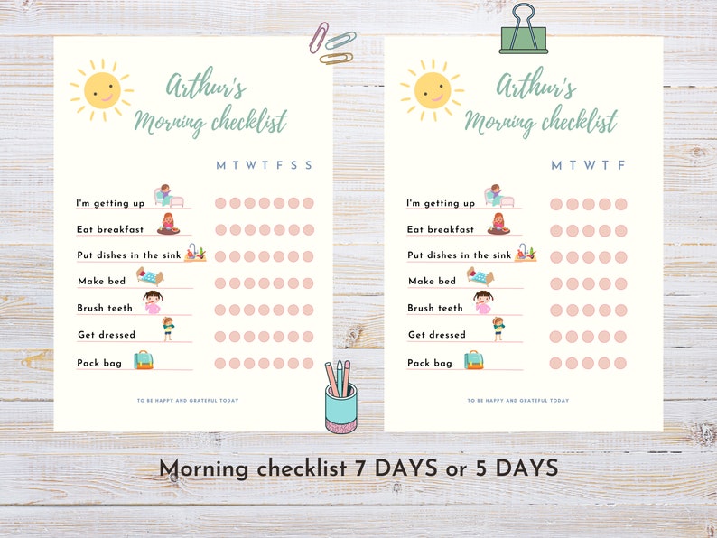 Morning Afternoon and Evening Checklist Printable, Editable Chore Chart ...