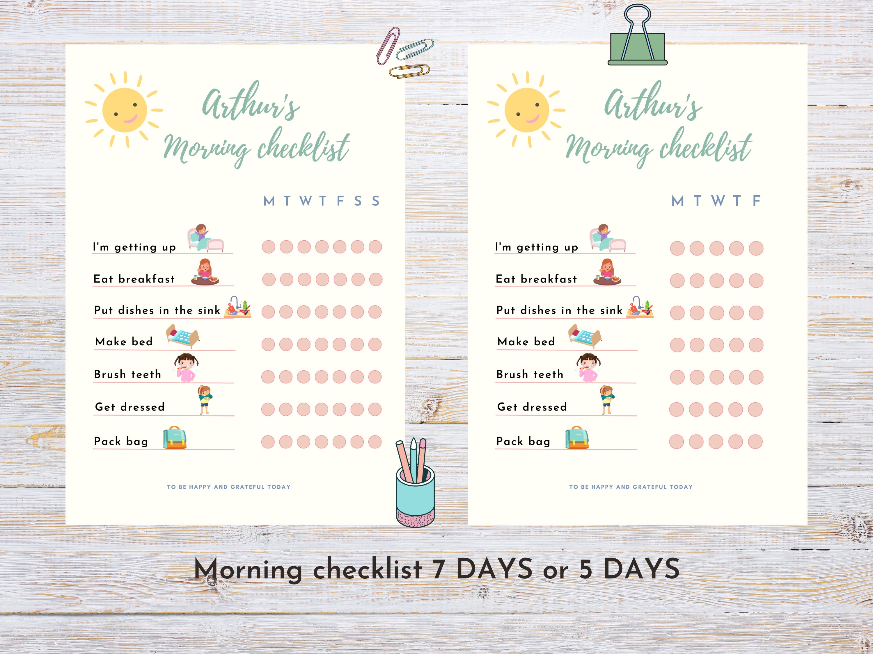 Morning Afternoon and Evening Checklist Printable, Editable Chore Chart ...