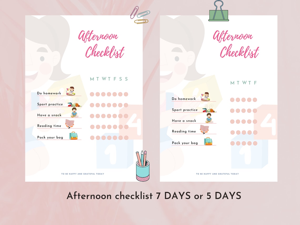 Editable in PDF, Morning Afternoon and Evening Checklist Printable ...