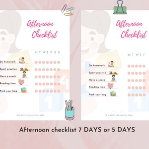 Editable in PDF, Morning Afternoon and Evening Checklist Printable ...