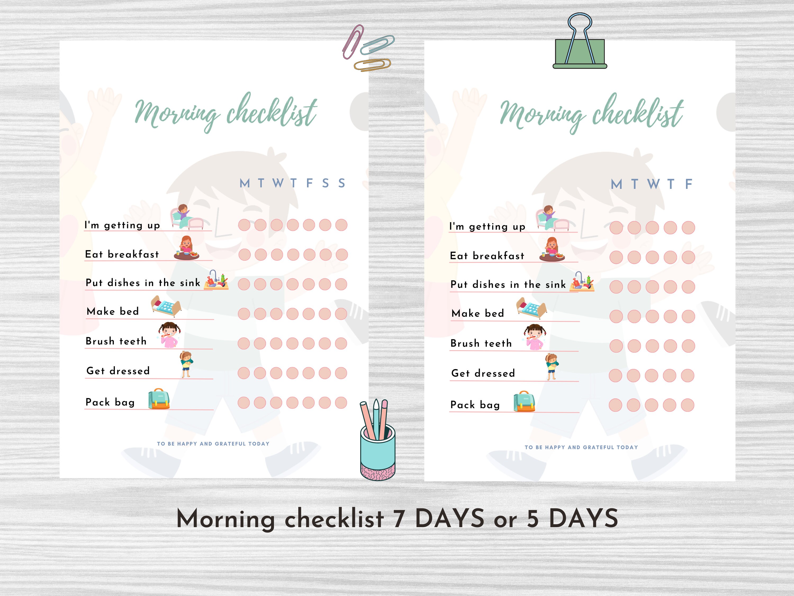 Editable in PDF, Morning Afternoon and Evening Checklist Printable ...