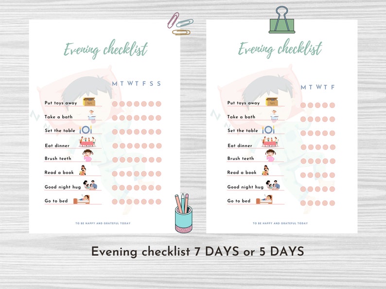 Editable in PDF Morning Afternoon and Evening Checklist - Etsy