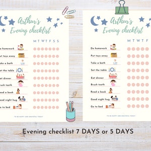 Morning Afternoon and Evening Checklist Printable, Editable Chore Chart ...