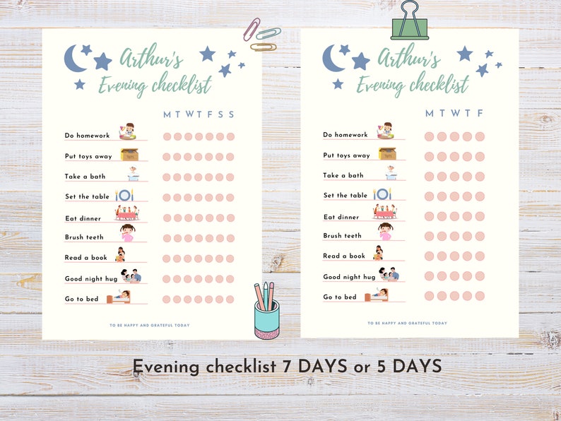 Morning Afternoon and Evening Checklist Printable, Editable Chore Chart ...