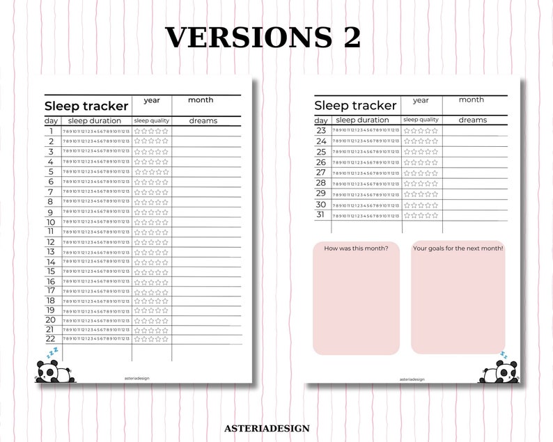 Sleep Tracker Printable , Sleep Quality Journal , Sleep Hours Tracker ...