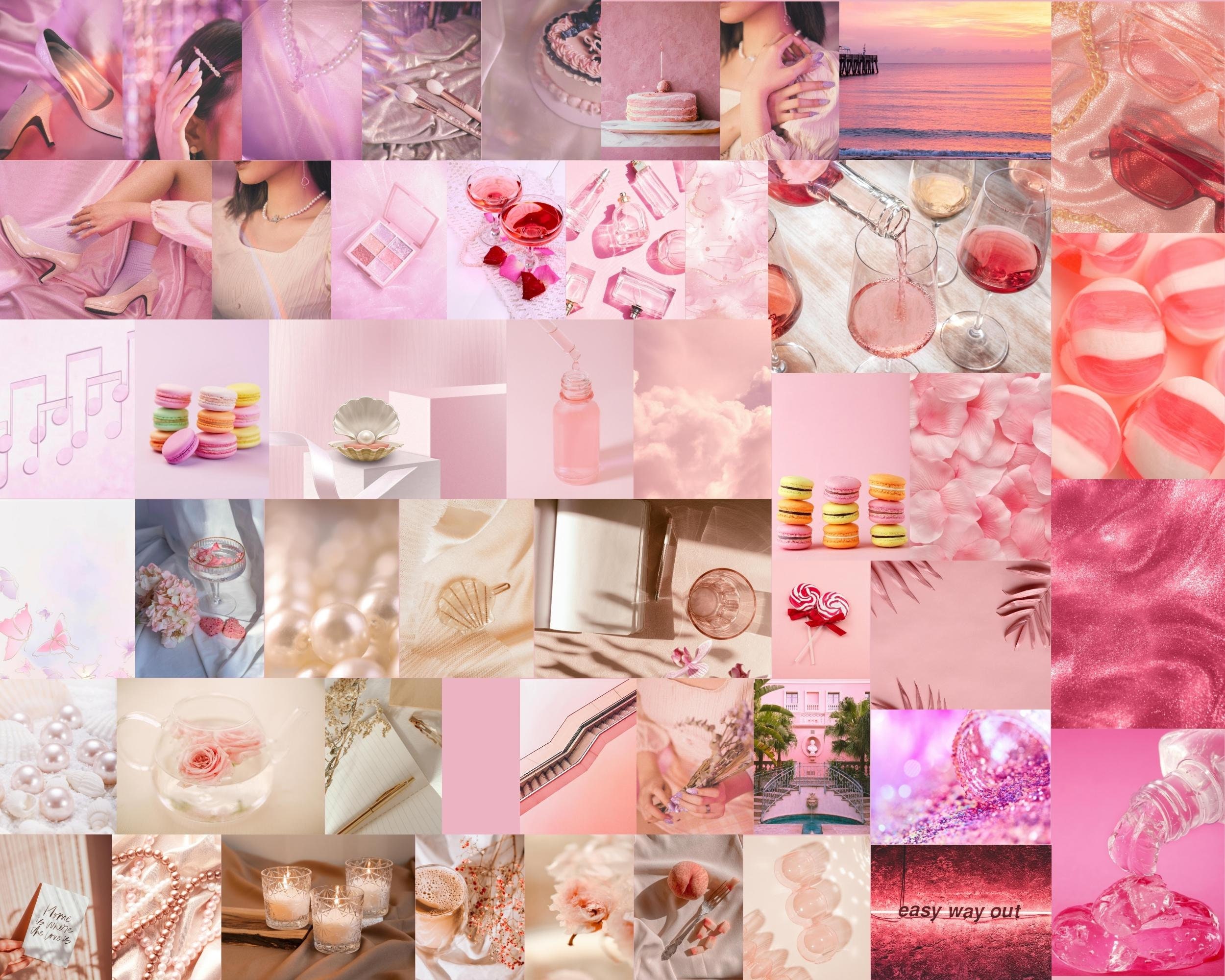 100 Peachy Pink Aesthetic Wall Collage Kit Peach Aesthetic Etsy