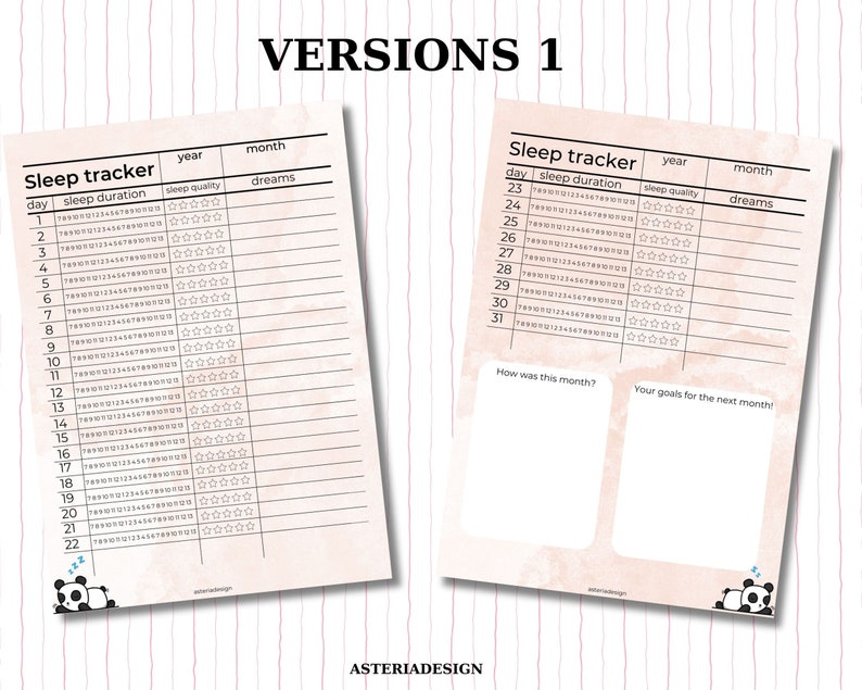 Sleep Tracker Printable , Sleep Quality Journal , Sleep Hours Tracker ...