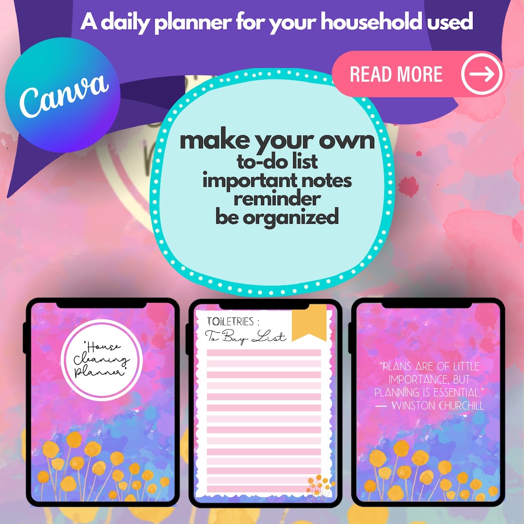 Household Planner Cleaning Chores Templates Editable Reusable Printable ...
