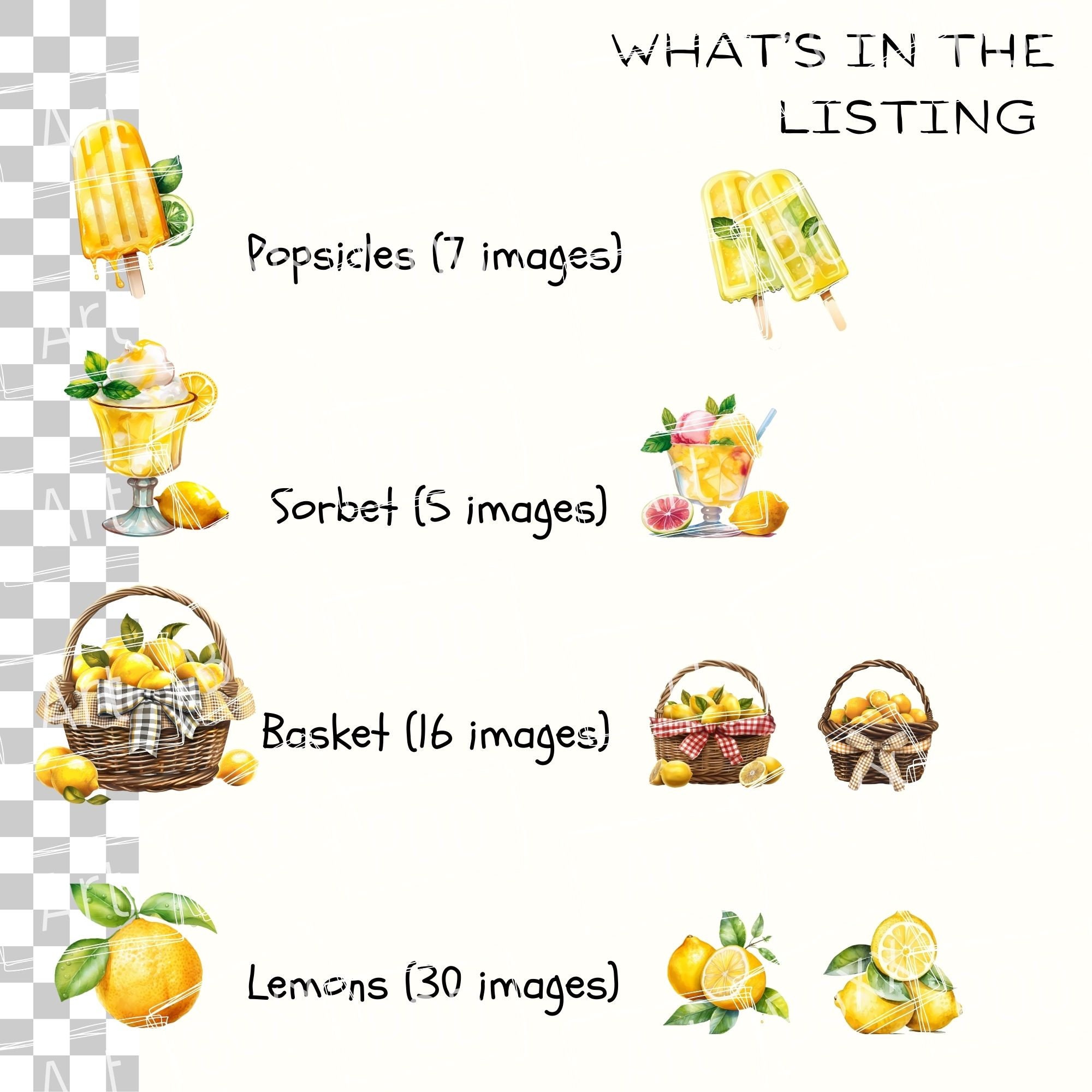 Lemon, Lemonade Pitcher PNG Bundle, Watercolor Big Bundle Summer ...