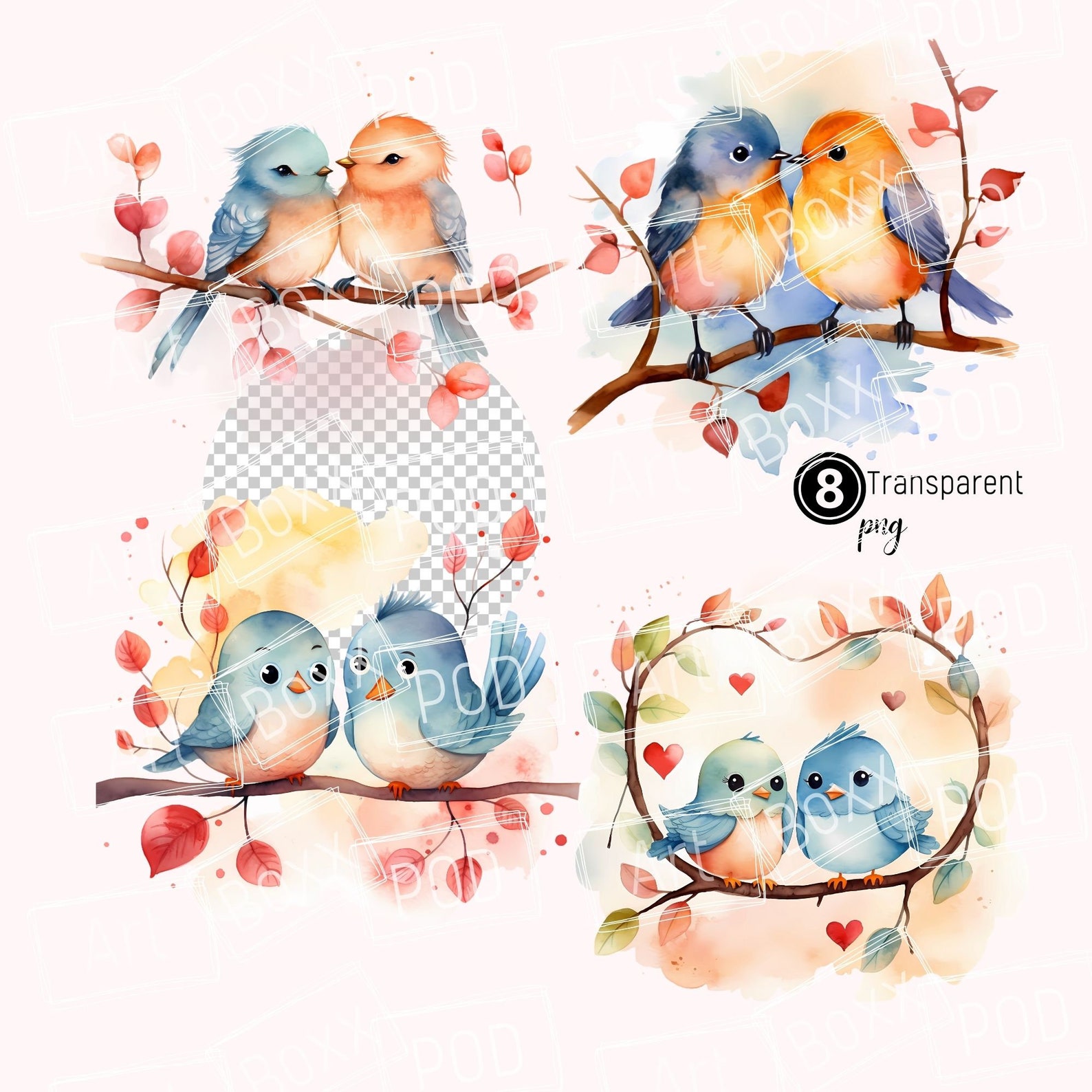 Valentines Clipart, Valentines PNG, Lovebird Valentine, Valentine Cards ...