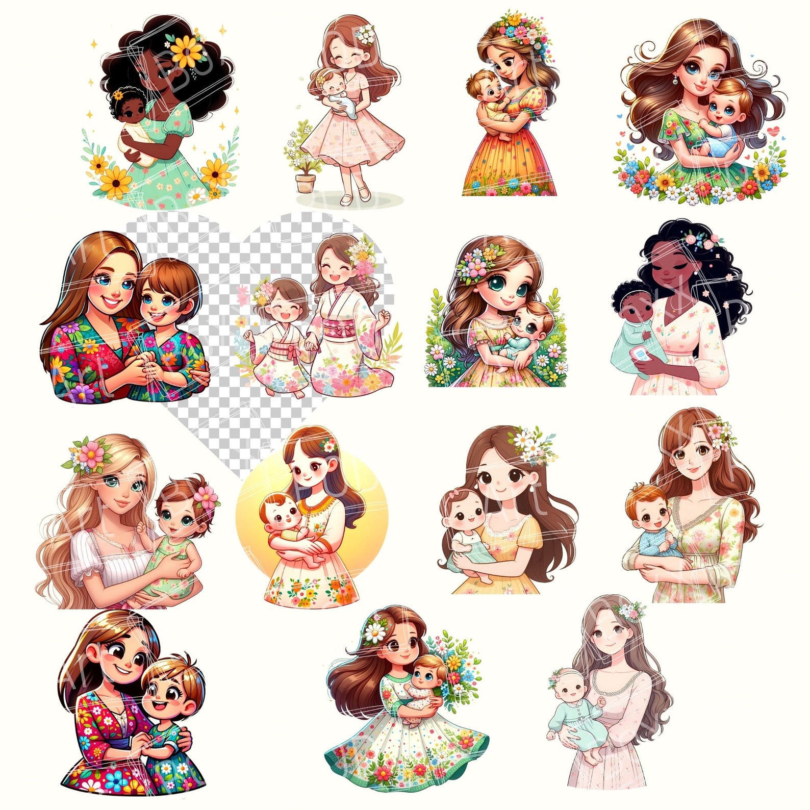 Mothers Day PNG, Clipart Mothers Day, Mother and Baby, Digital Download ...