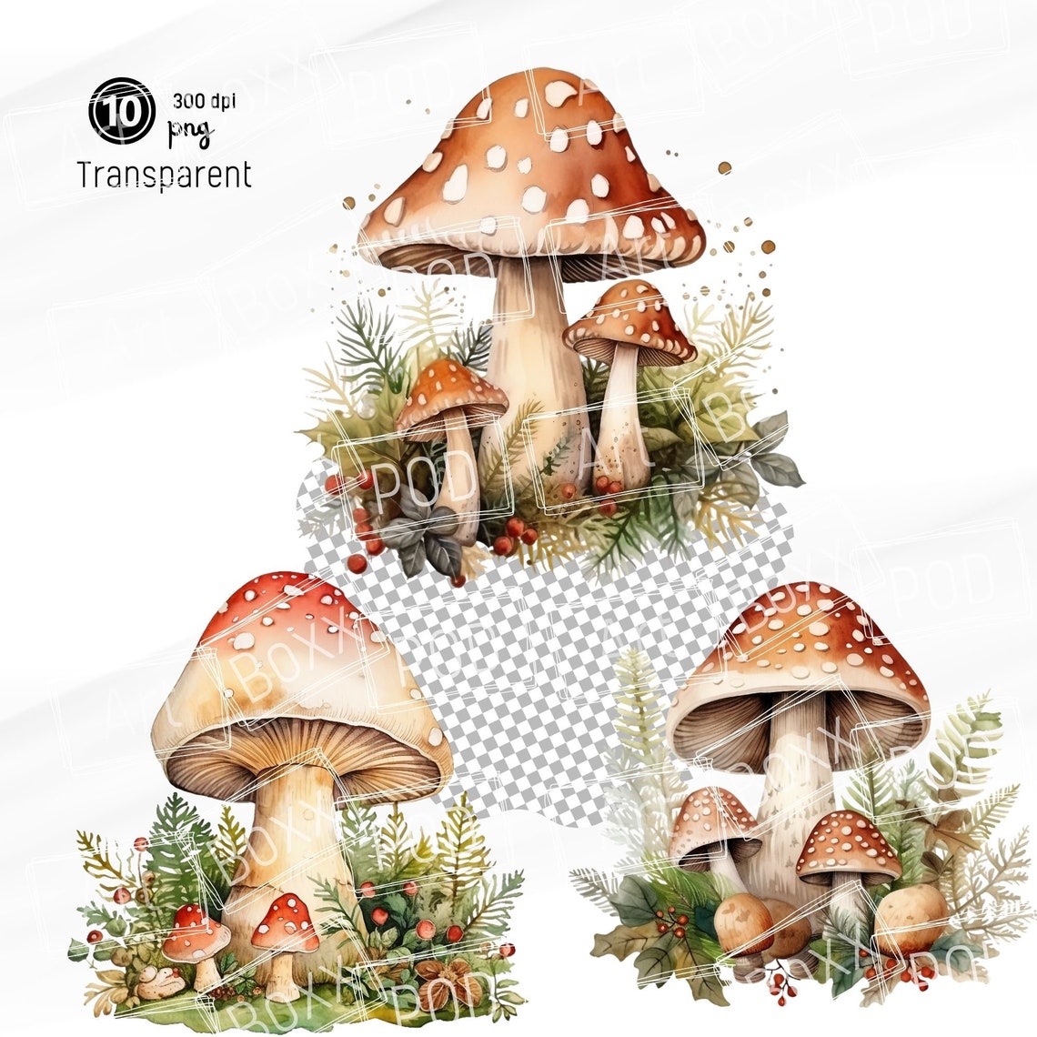 Christmas Clipart Cute Mushroom Clipart Cottagecore Clipart - Etsy