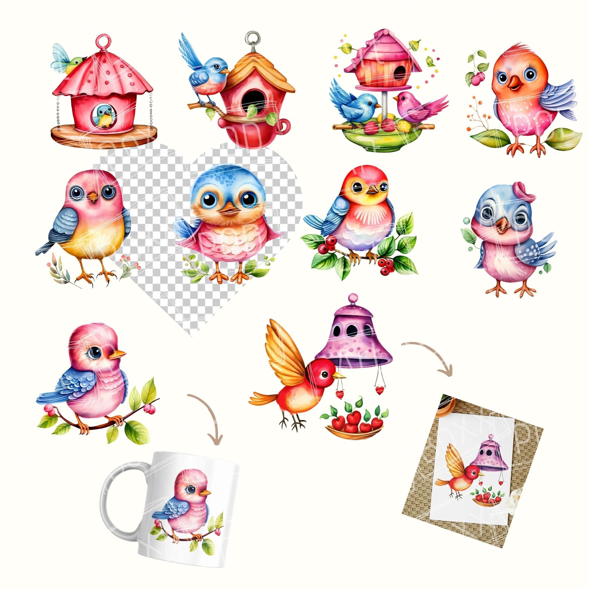 Bird Clipart Bundle, Spring PNG, Birds Decor Kids Arts, Kids Wall Art ...