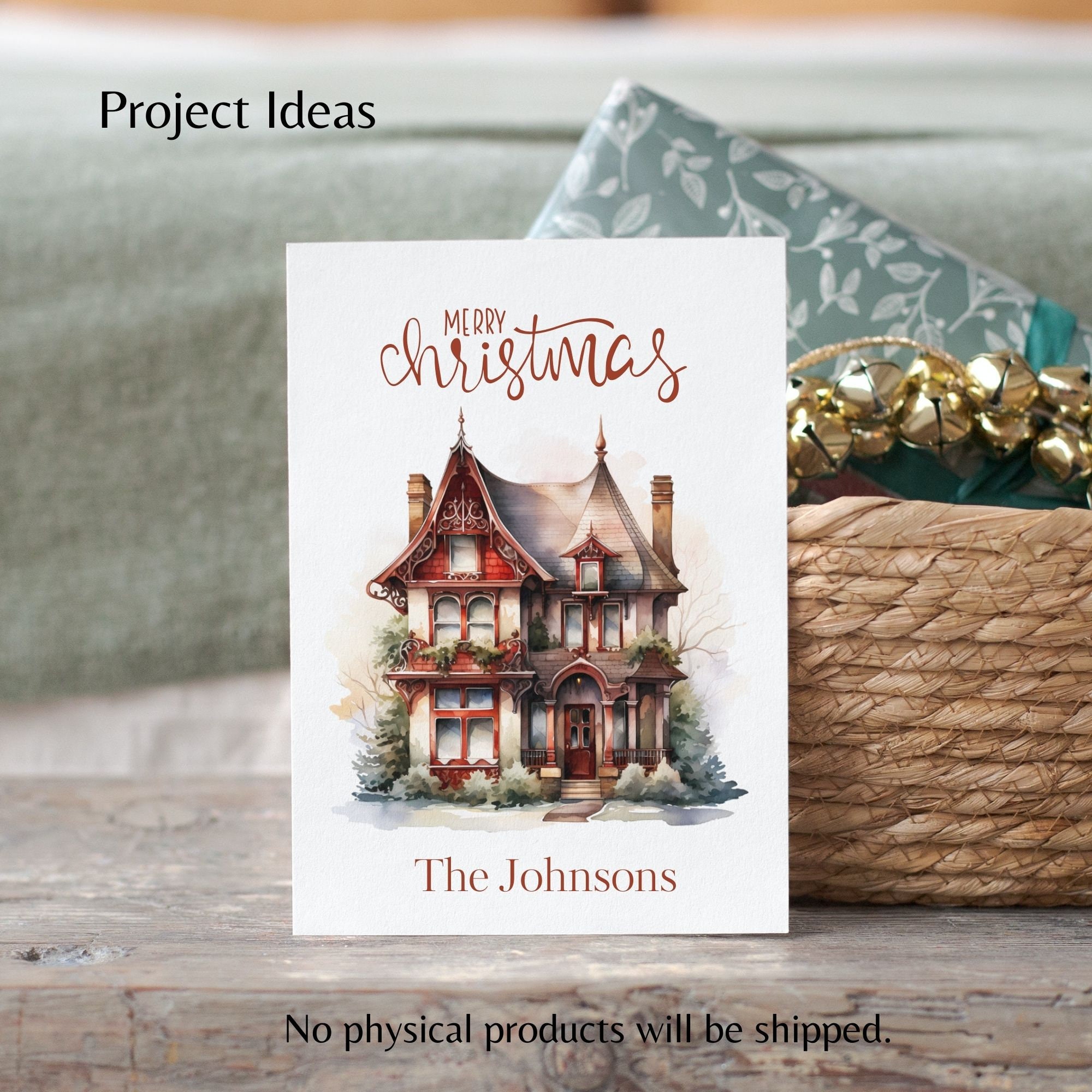 Christmas PNG, Vintage Christmas Houses Vol 3, Watercolor Clipart for ...