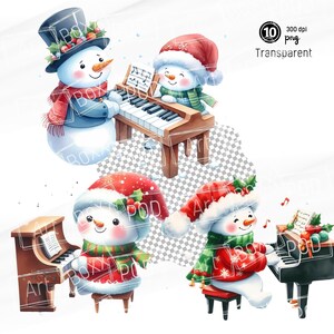 Christmas Clipart, Musical Snowman Festive Clipart V.1, Seasonal ...