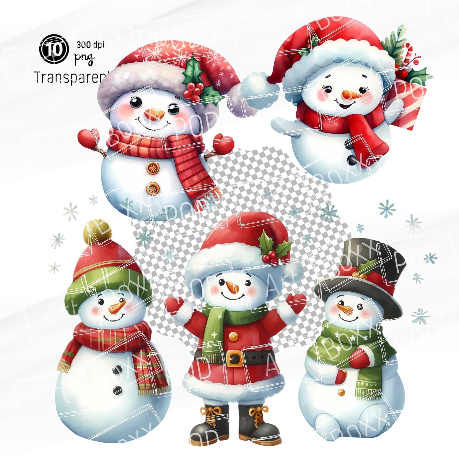 Christmas Clipart, Cute Snowman Festive Clipart V.1, Seasonal Clipart ...
