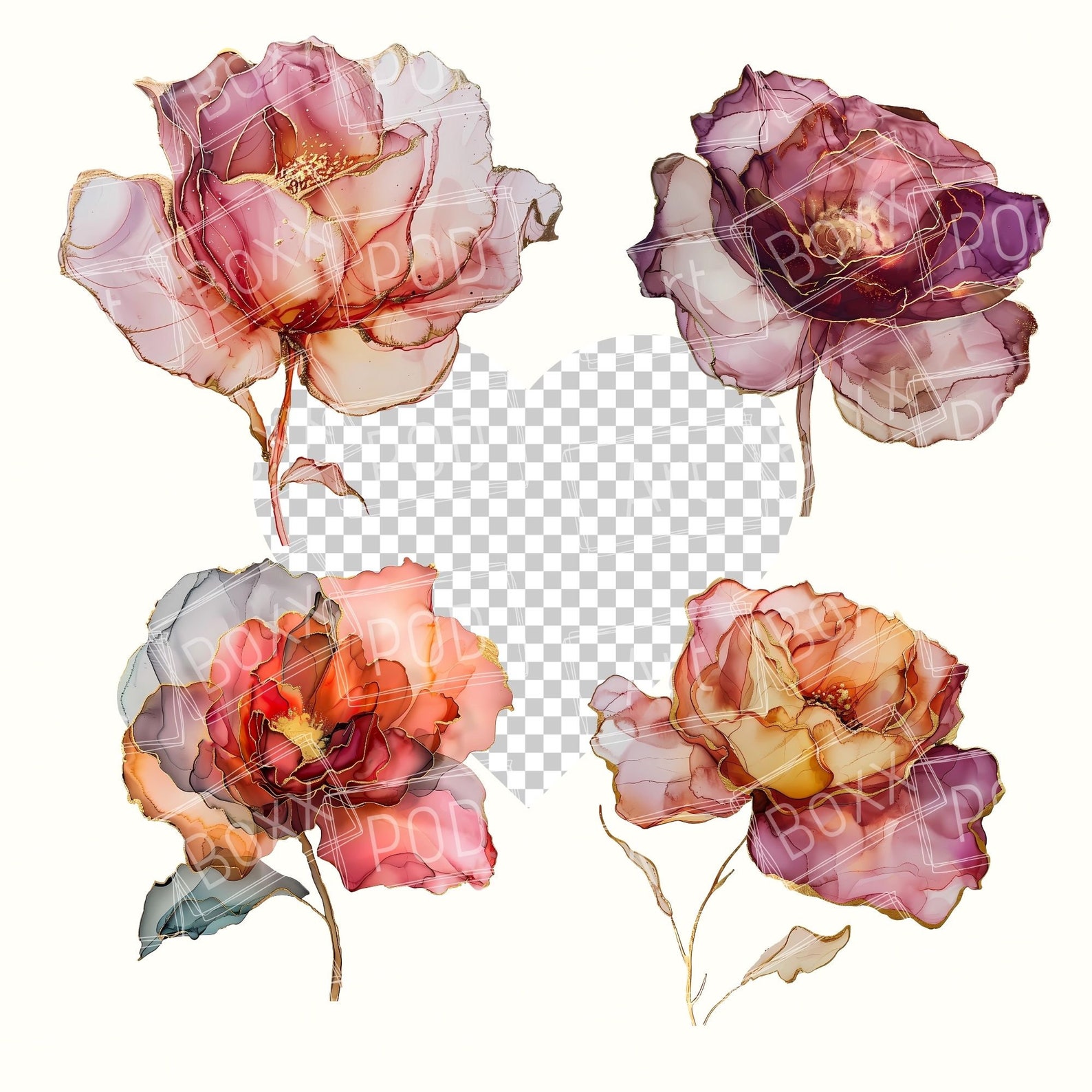 Boho Chic Roses PNG Clipart, Translucent Roses Flowers PNG, Abstract ...
