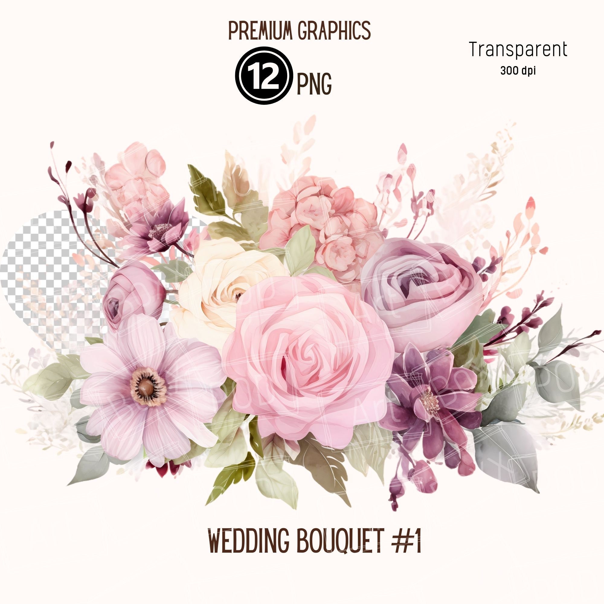 Wedding Bouquet Clipart, Wedding Bouquets Printable, Wedding Flowers ...