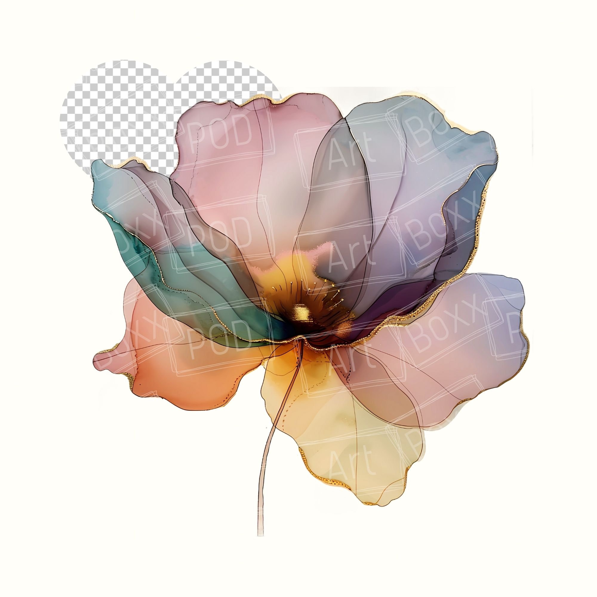 Boho Chic Flowers PNG Clipart, Translucent Flowers PNG, Abstract Boho ...