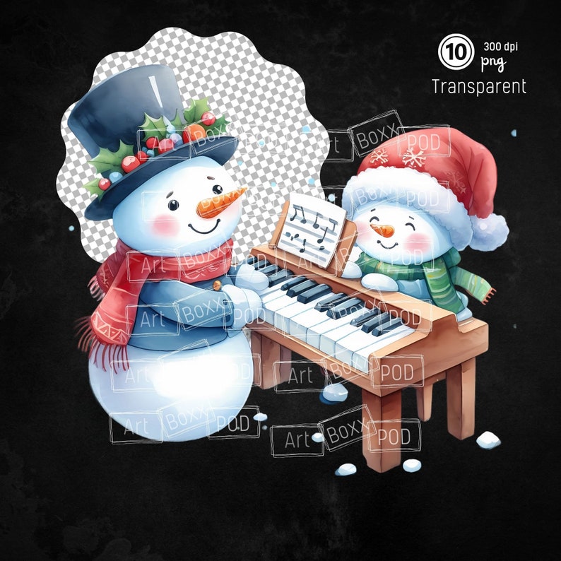 Christmas Clipart, Musical Snowman Festive Clipart V.1, Seasonal ...
