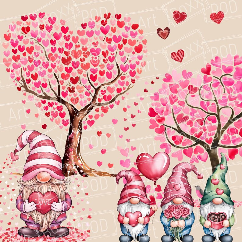 Valentine Printable, Printable PNG, Valentines Day Clipart, Gnomes PNG ...