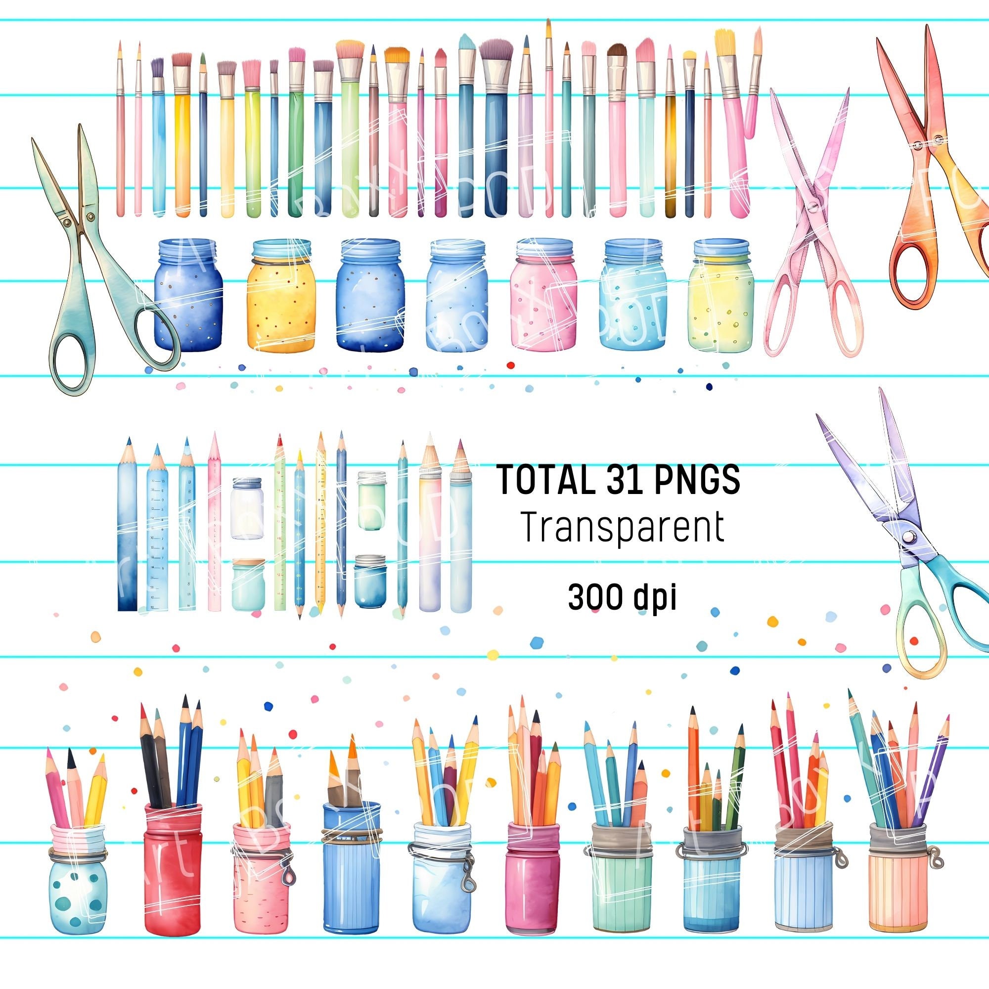Back to School Clipart Bundle, Classroom Decor, Download Digital ...