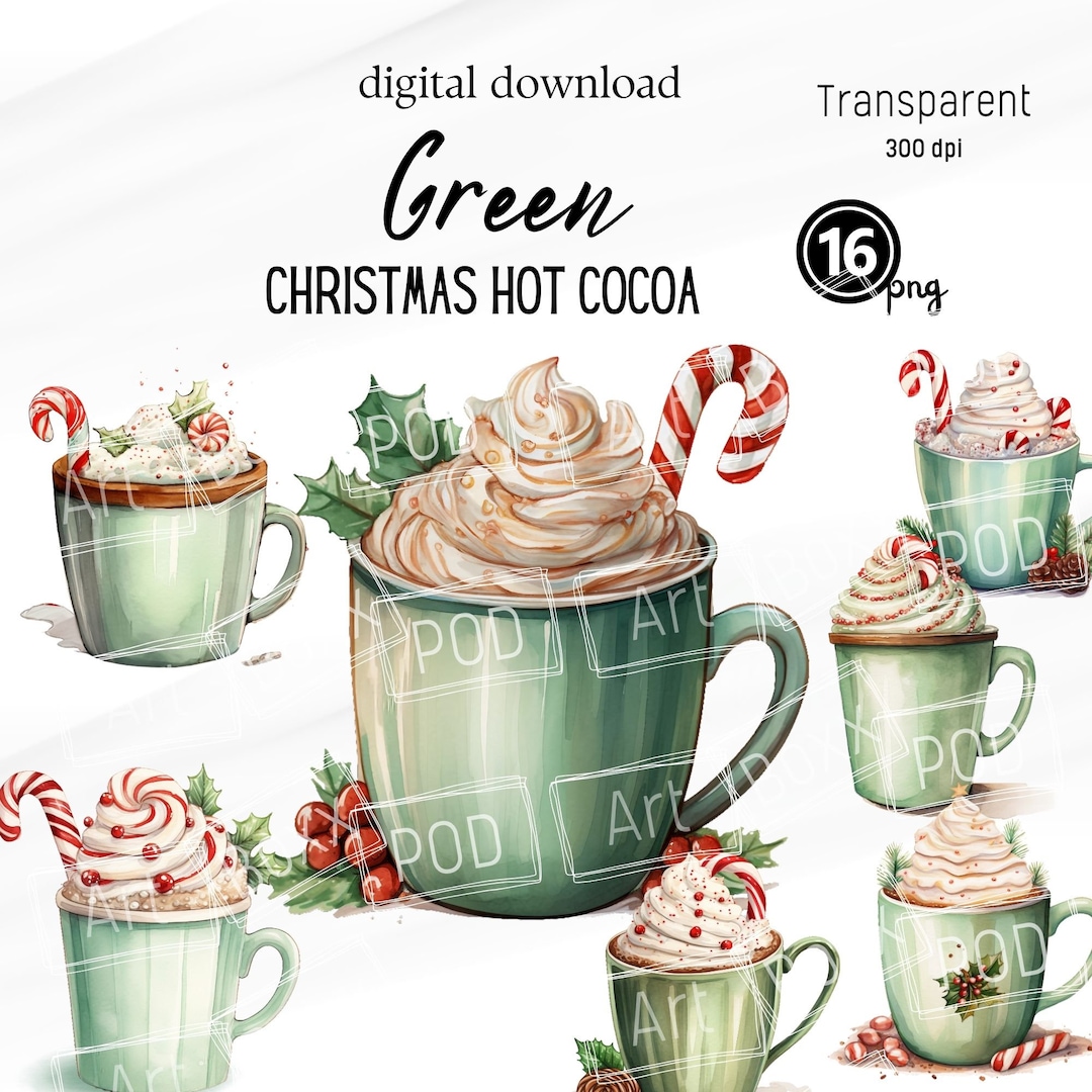 Christmas Clipart, Hot Cocoa PNG, Christmas PNG Watercolor Clipart ...