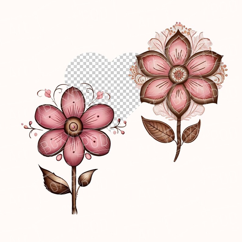 Boho Chic Flowers PNG Clipart, Spring Flowers PNG, Botanical Boho ...