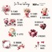 Valentines Clipart Bundle, Valentine PNG Bundle , Pink Rose, Pink ...