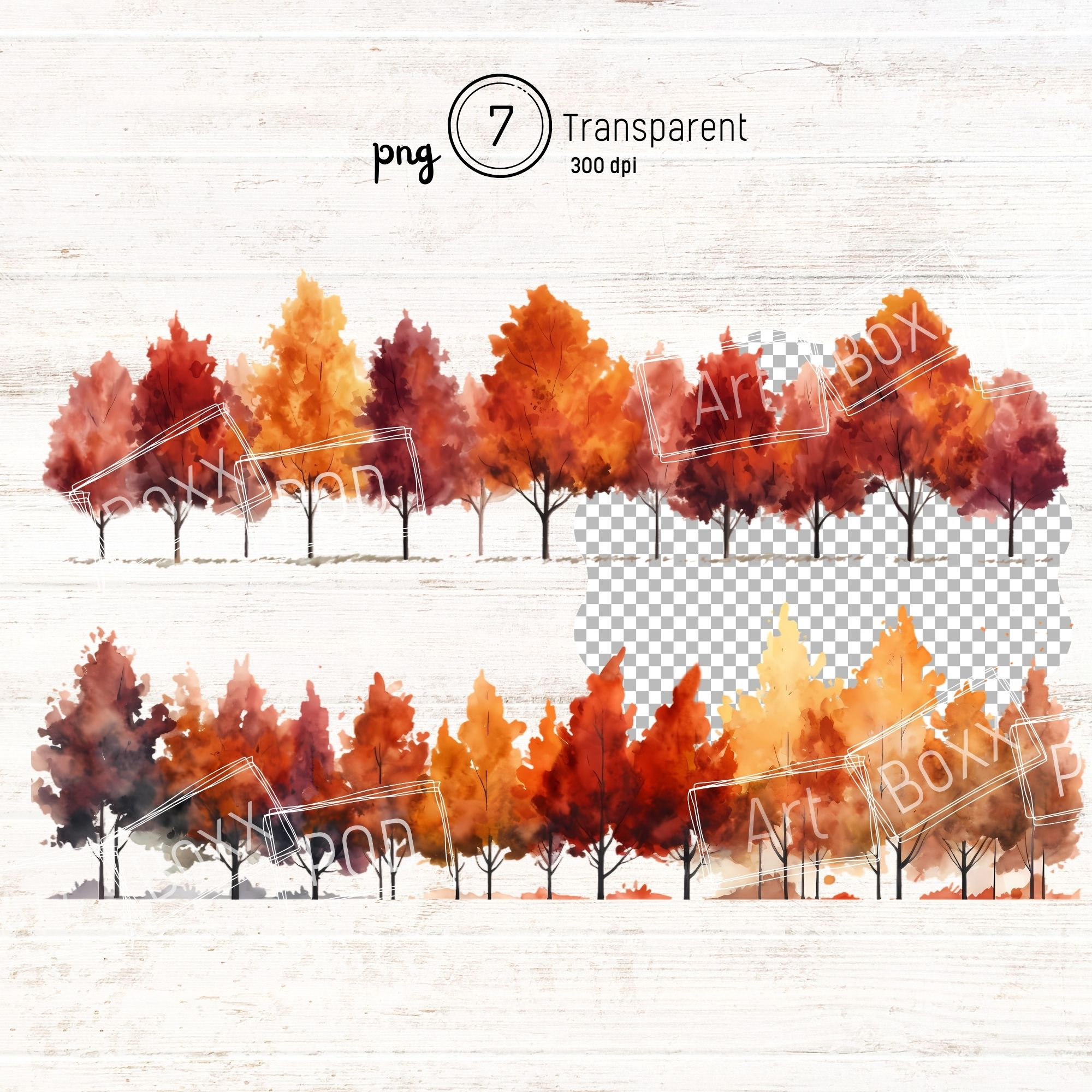 Fall PNG Tree Border Watercolor Clipart for Scrapbook - Etsy