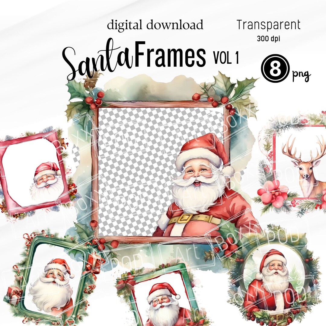 Christmas Clipart, Christmas Frame, Cute Santa Clause, Christmas PNG ...