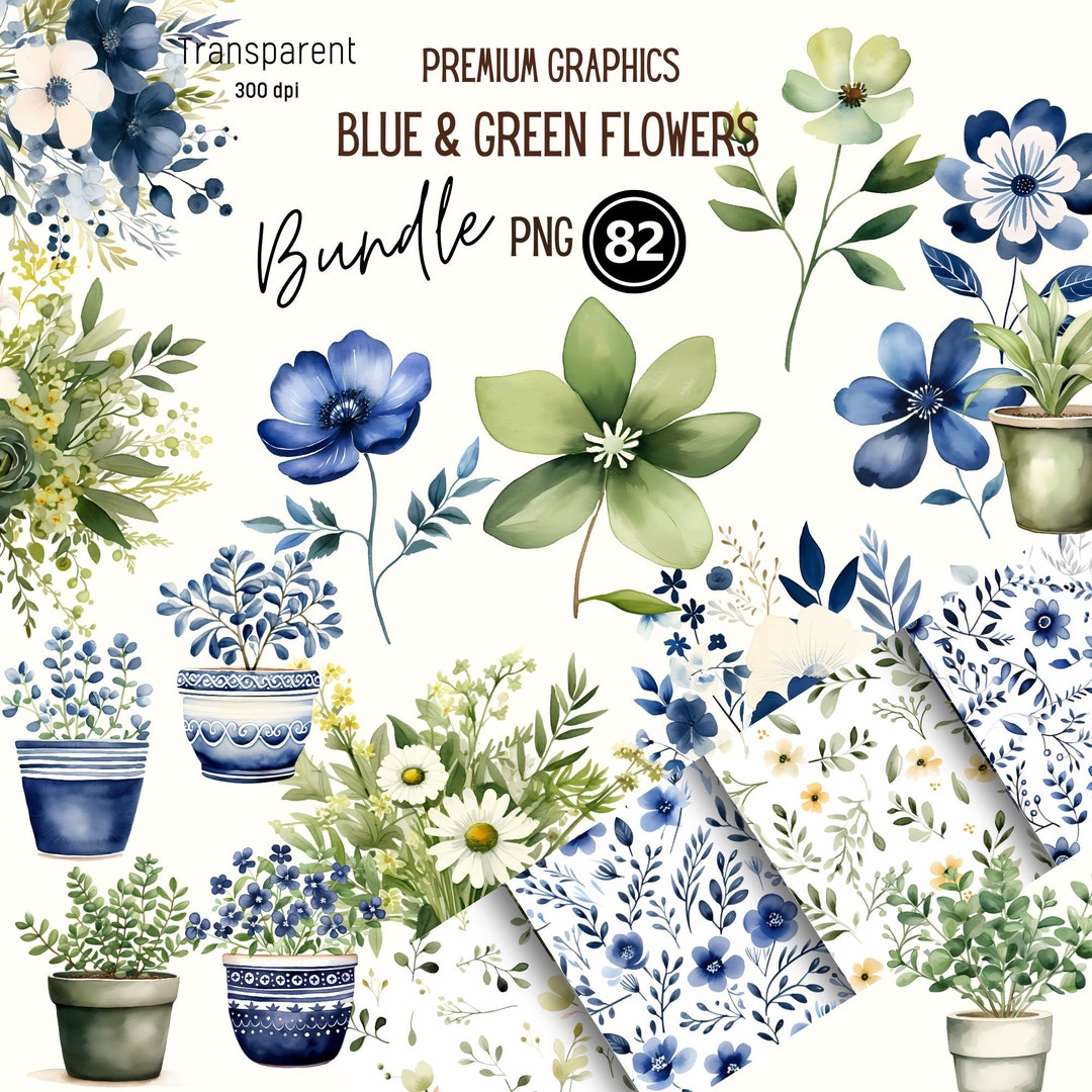 Flowers PNG Clipart, Spring Flowers PNG, Watercolor Flowers Bundle Set ...