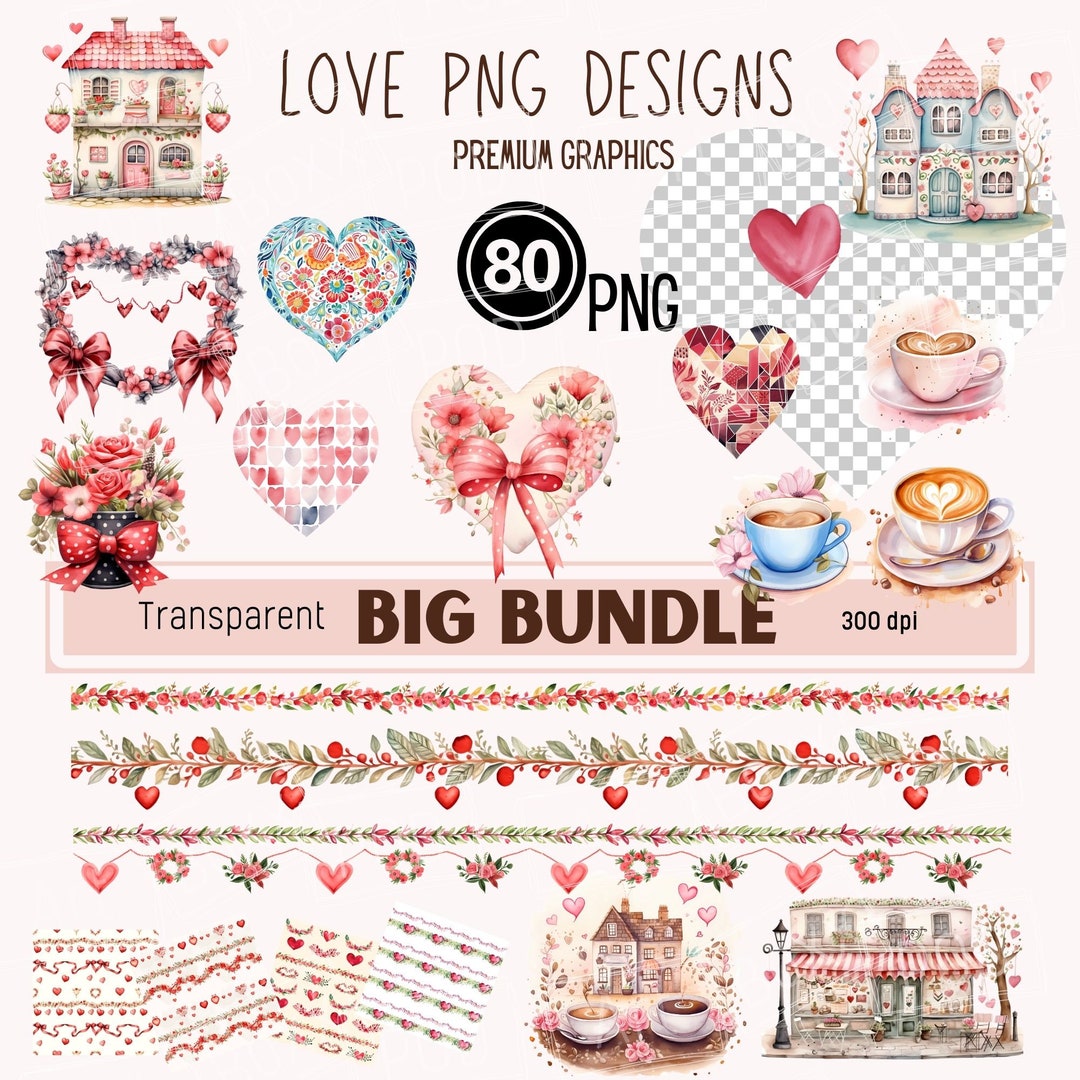Valentines Clipart Bundle, Valentine PNG Bundle , Seamless Pattern ...