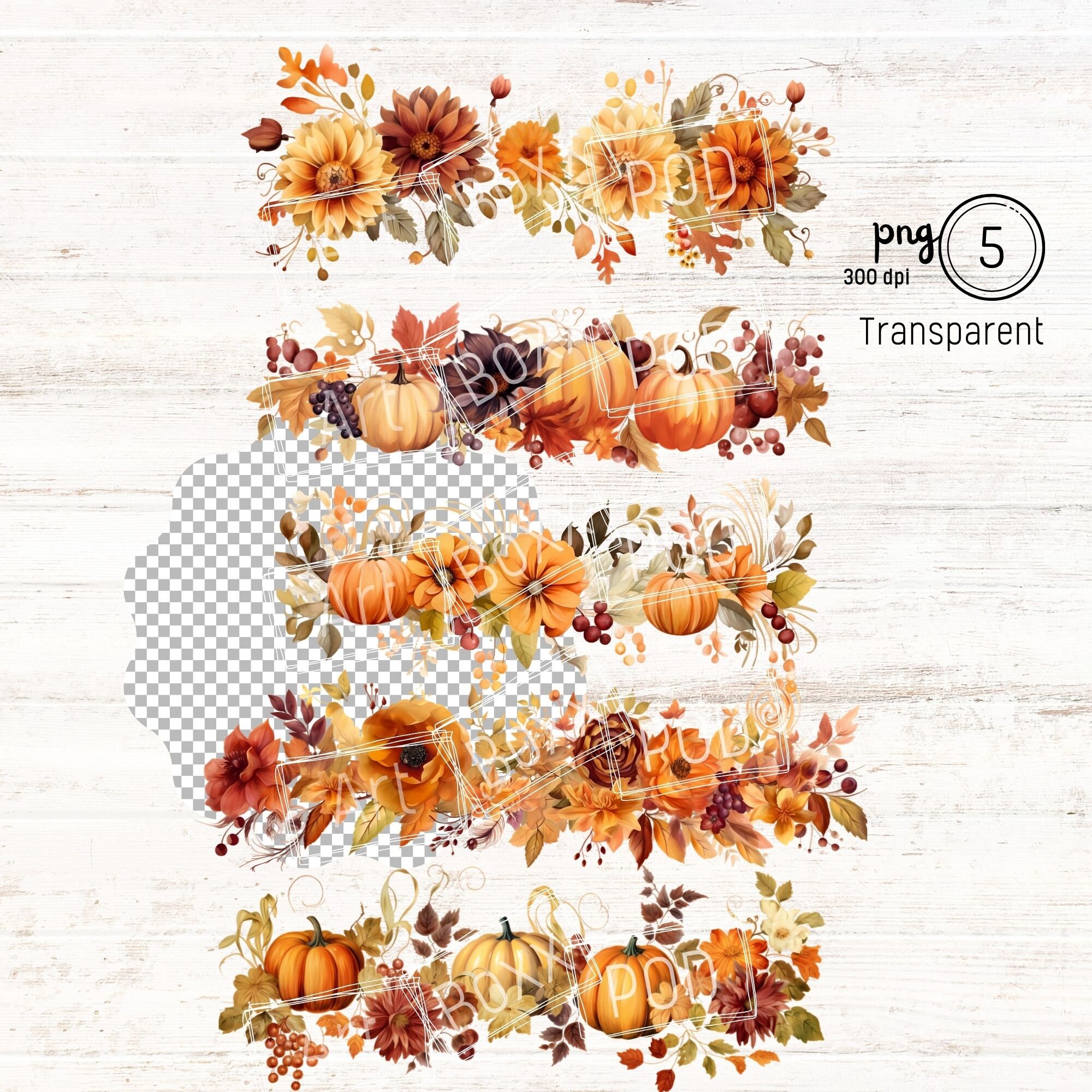 Fall PNG Fall Border PNG Vol 3 Watercolor Clipart Fall - Etsy