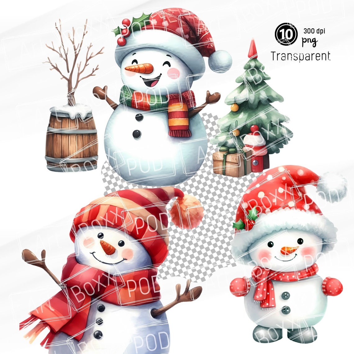 Christmas Clipart, Cute Snowman Festive Clipart V.1, Seasonal Clipart ...