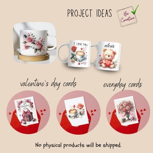 Valentines Clipart Bundle, Valentine PNG Bundle , Pink Rose, Pink ...