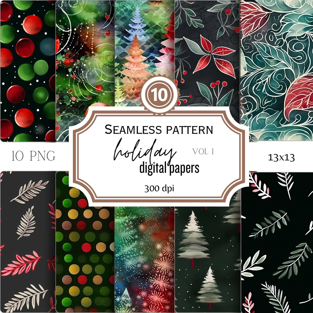 Christmas Papers, Seamless Pattern, Christmas PNG, Holiday Paper ...