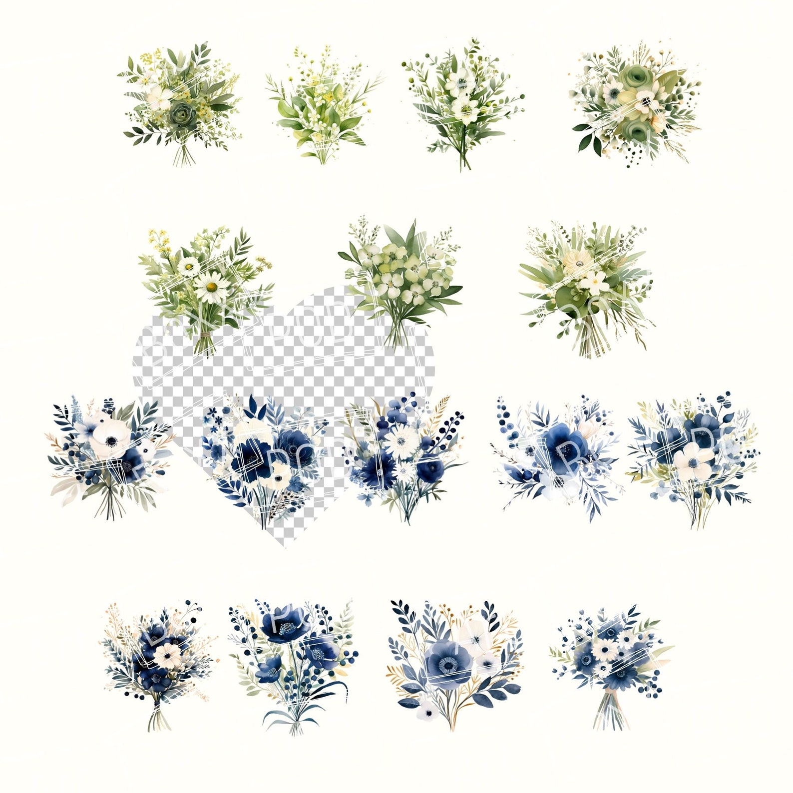 Flowers PNG Clipart, Spring Flowers PNG, Watercolor Flowers Bundle Set ...