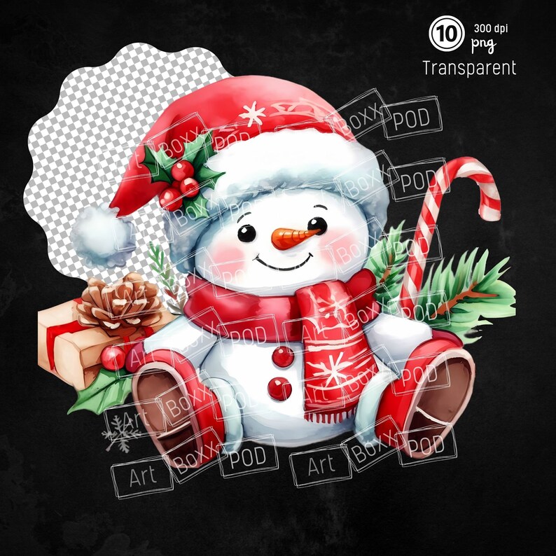 Christmas Clipart, Cute Snowman Festive Clipart V.1, Seasonal Clipart ...