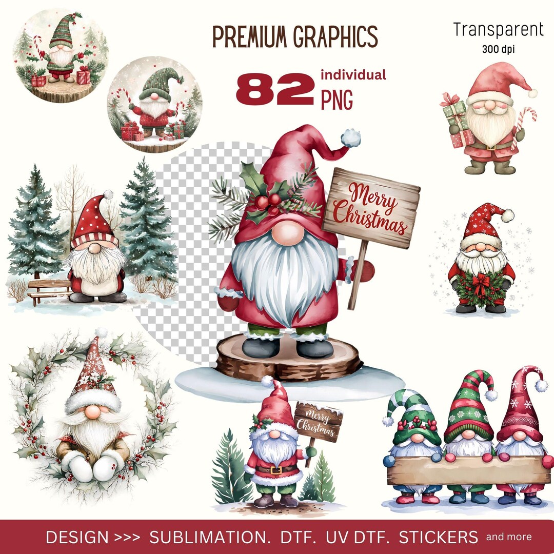 Christmas Gnomes PNG, Christmas Clipart, Gnomes PNG, Whimsical Gnomes ...