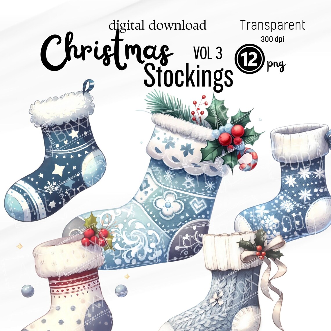 Christmas Clipart Christmas Stocking Clipart Seasonal - Etsy