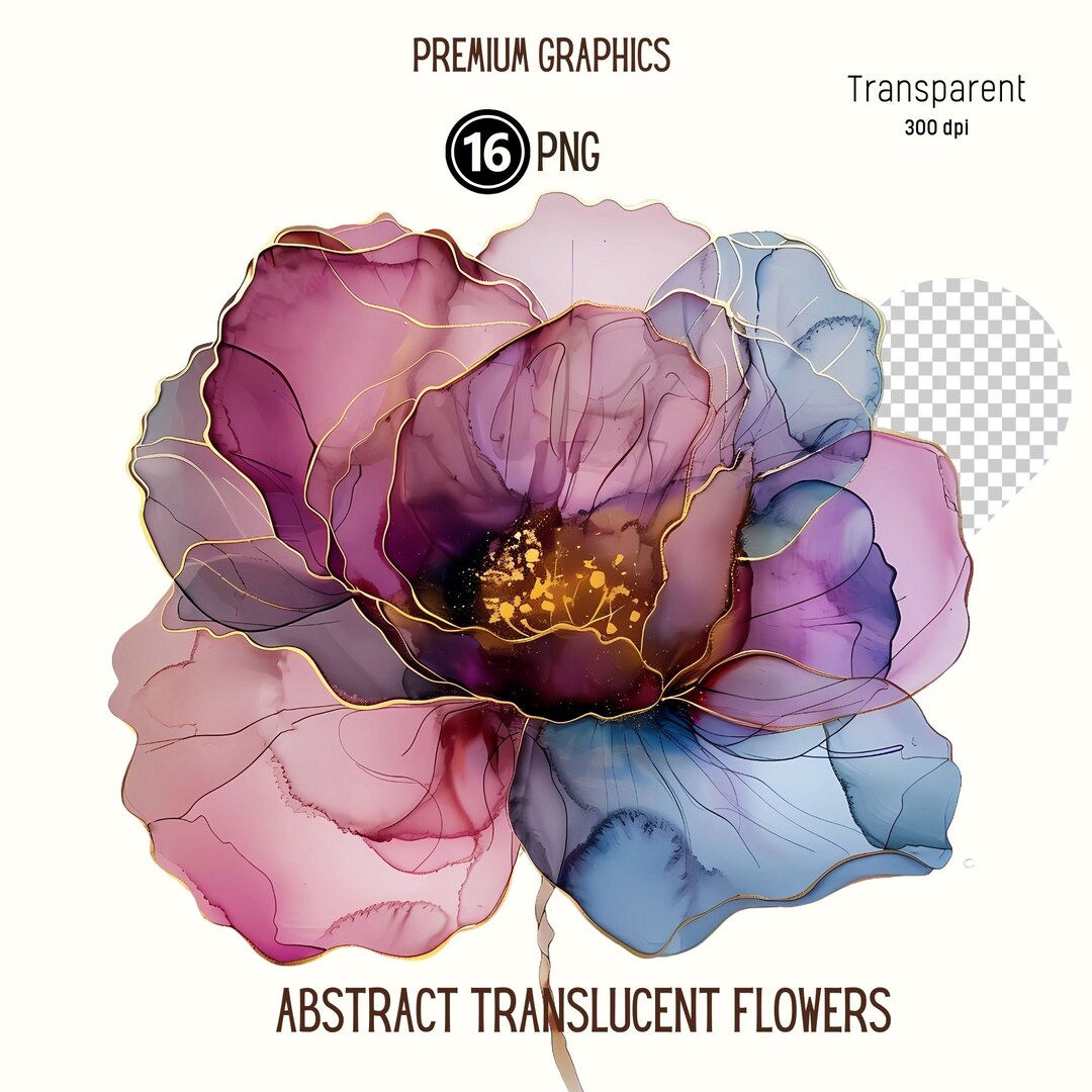 Boho Chic Flowers PNG Clipart, Translucent Flowers PNG, Abstract Boho ...