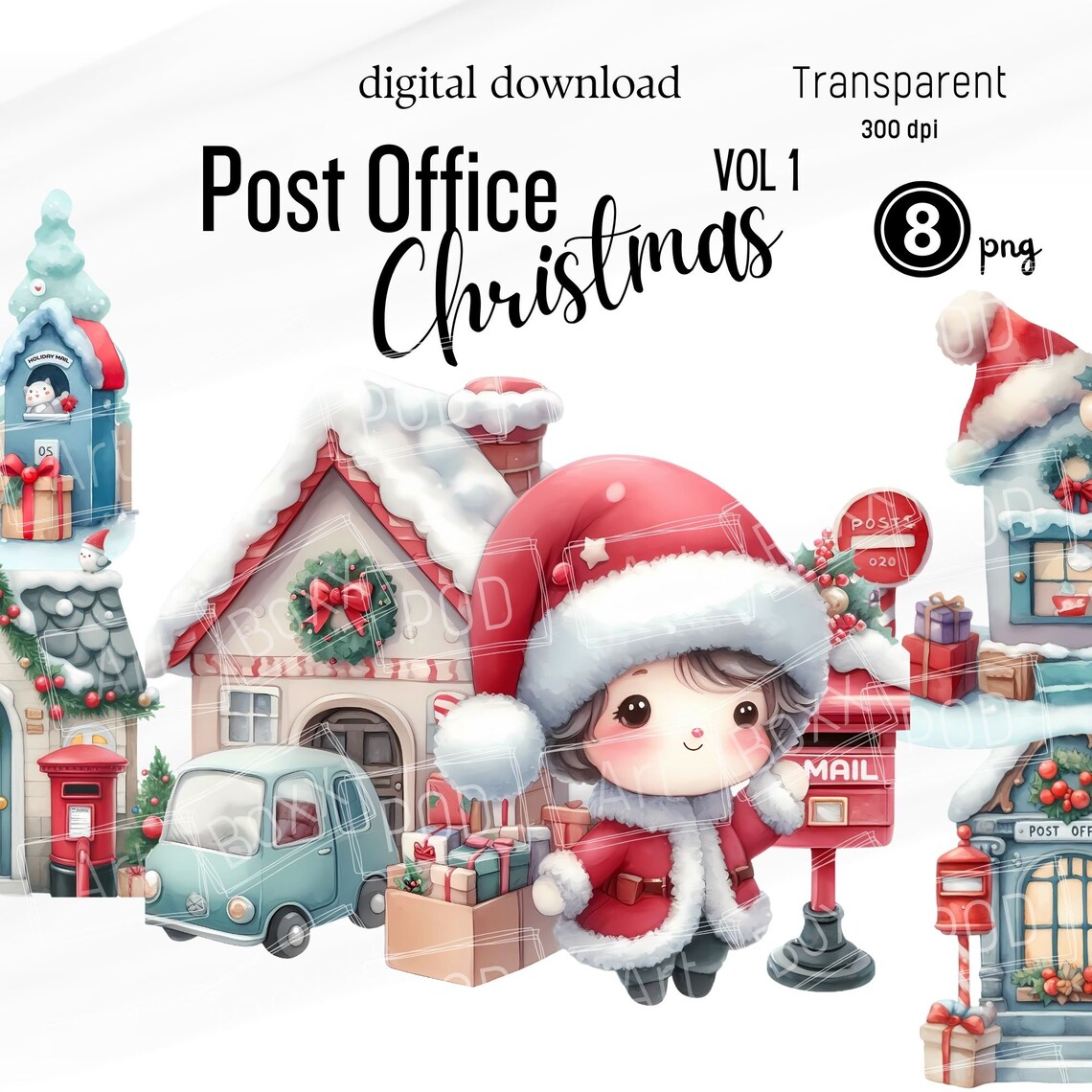 Christmas Clipart, Cute Post Office Christmas, Christmas Strorefront ...