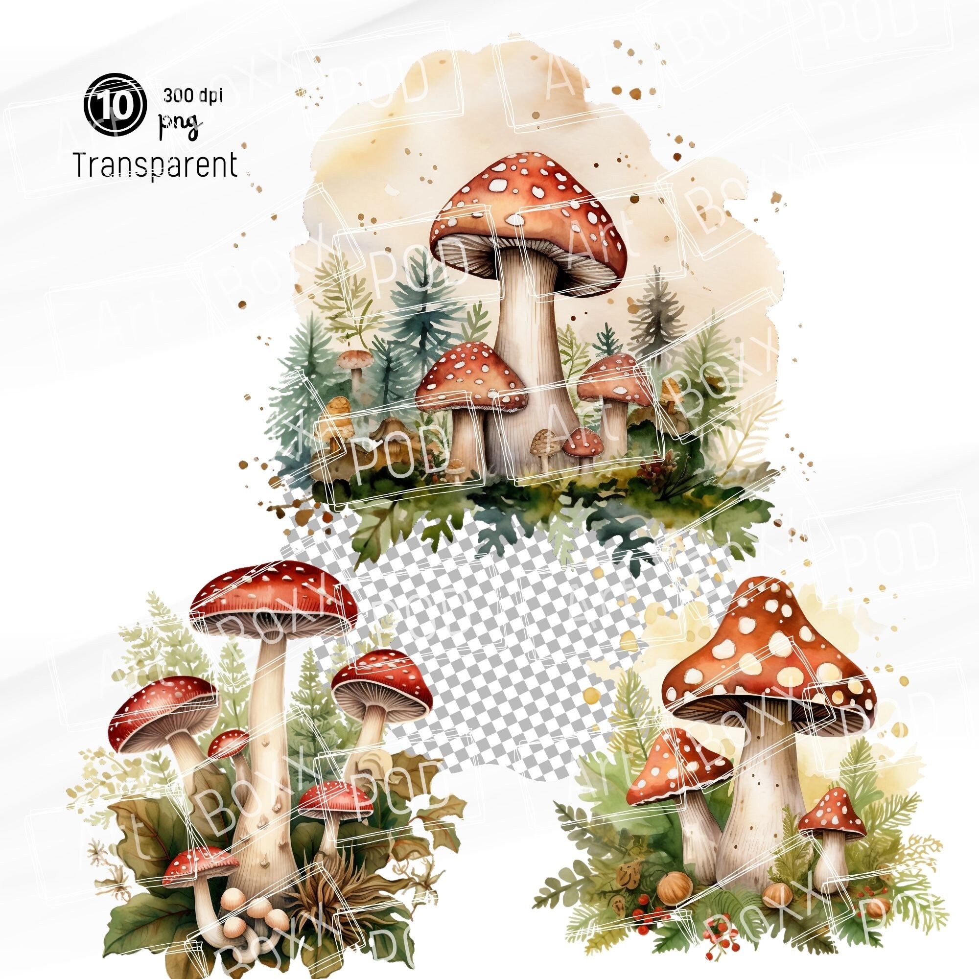 Christmas Clipart Cute Mushroom Clipart Cottagecore Clipart - Etsy