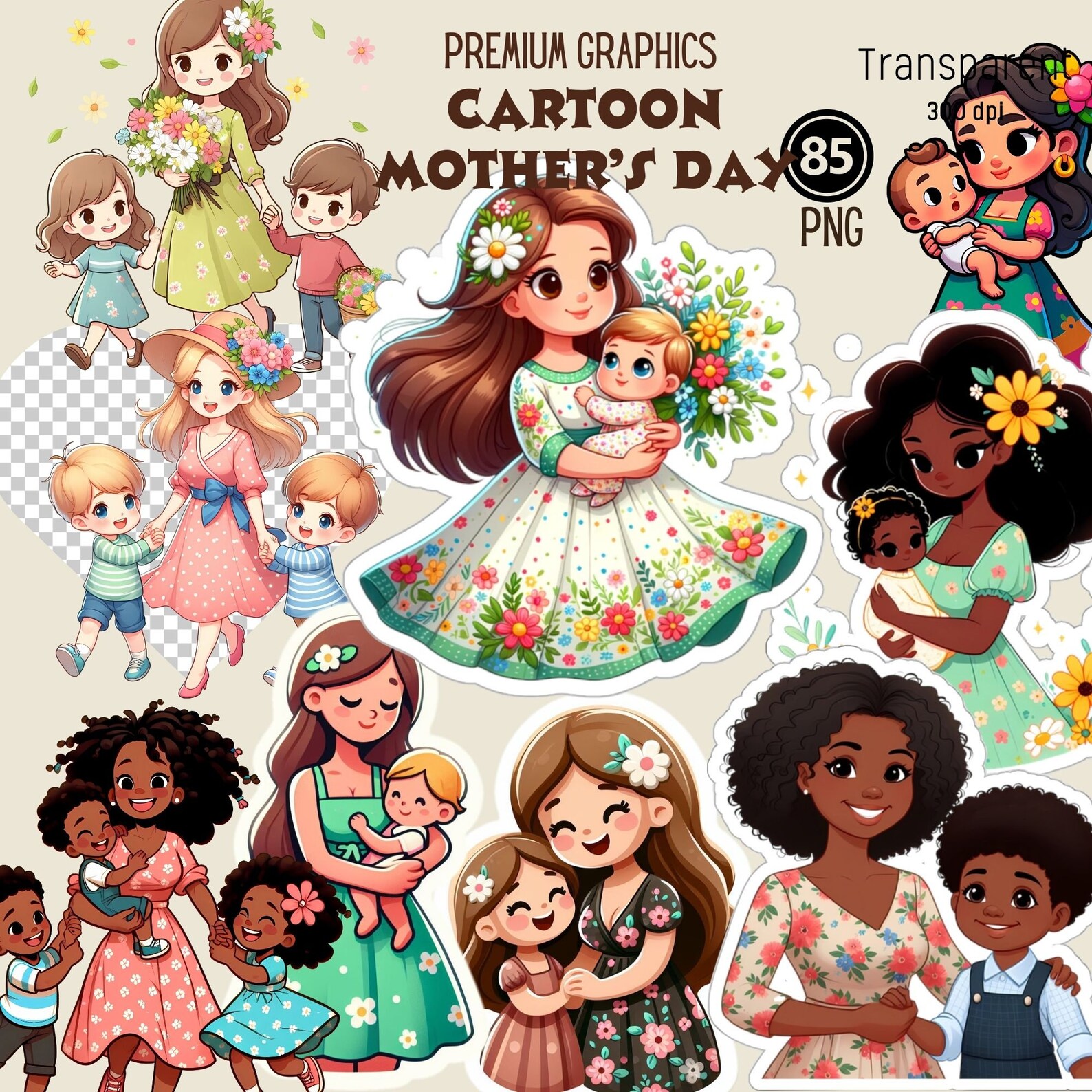 Mothers Day PNG, Clipart Mothers Day, Mother and Baby, Digital Download ...
