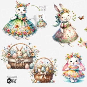 Easter Bunny PNG, Cute Bunny, Easter Basket PNG, for Easter Greeting ...